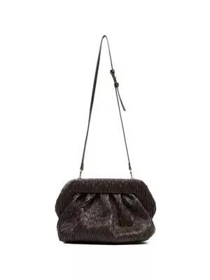 THEMOIRE Bios Gathered Leather Clutch - Brown