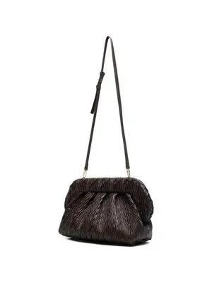 THEMOIRE Bios Gathered Leather Clutch - Brown