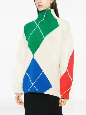 JW Anderson Argyle Turtleneck Sweater - White