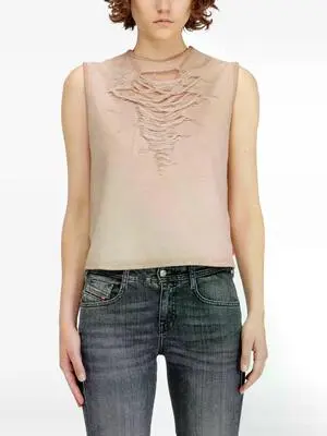 DIESEL® Sleeveless Top With Devoré Threads - Neutrals