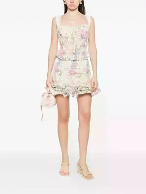 Charo Ruiz Ibiza Turma Floral Mini Skirt - Neutrals