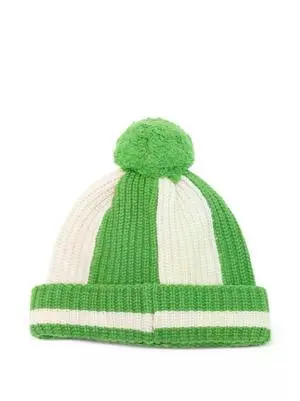 CHARLES JEFFREY Striped Pompom Beanie - Green