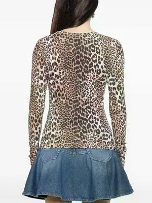 GANNI Ribbed Leopard-print T-shirt