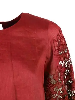 Max Mara Lace-sleeve Top - Red