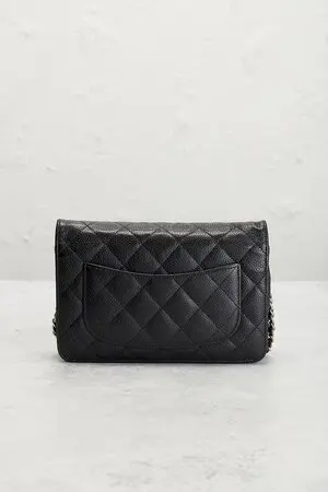 Chanel Caviar Wallet On Chain - Black