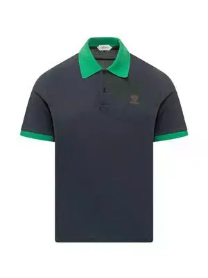 Versace Logo Pique Polo Shirt - Grey