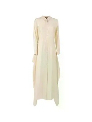 Emporio Armani Tie-front Midi Shirt Dress - Neutrals