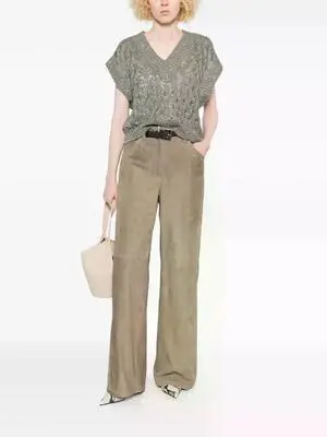 Brunello Cucinelli Sequin V-neck Knitted Vest - Grey