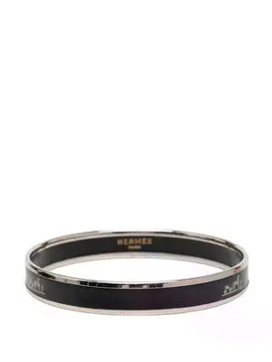 Hermès 1990-2010 Narrow Enamel Caleche Bangle Bracelet 65 - Black