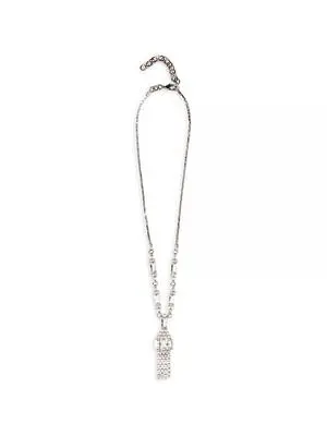 Alessandra Rich Crystal Fringe Necklace - Silver
