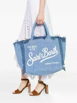 MC2 SAINT BARTH Frayed-detail Tote Bag - Blue