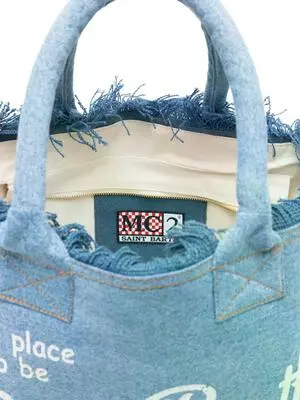 MC2 SAINT BARTH Frayed-detail Tote Bag - Blue