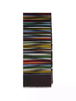 Paul Smith Stripes Fringed Scarf - Black