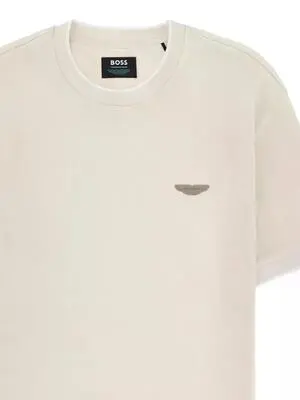 BOSS X Aston Martin Crewneck Wool-cotton Jacquard T-shirt - Neutrals