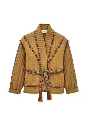 Ba&sh Embroidered Quilted Jacket - Brown