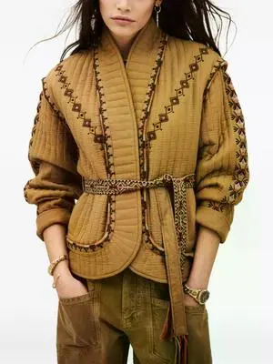 Ba&sh Embroidered Quilted Jacket - Brown