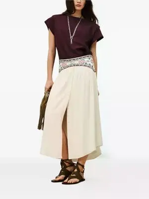 Ba&sh Tilana Embroidered Buttoned Skirt - Neutrals