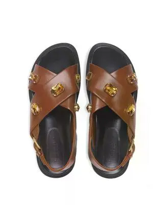 Marni Crystal-embellished Fussbett Sandals - Brown