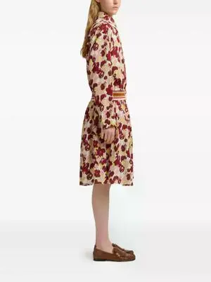 Marni Floral Print Silk Pleated Skirt - Red
