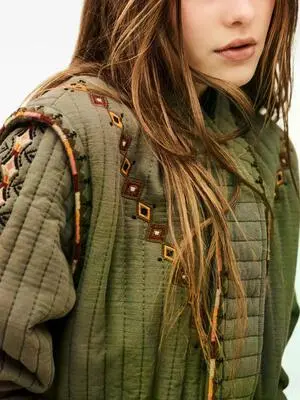 Ba&sh Quilted Embroidered Jacket - Green