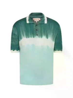 Marni Wool-silk Polo Shirt With Tie-dye Effect - Green