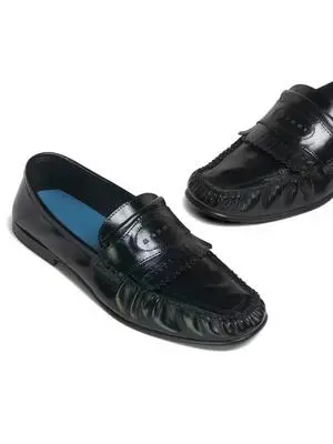 Marni Fringe Leather Loafers - Black