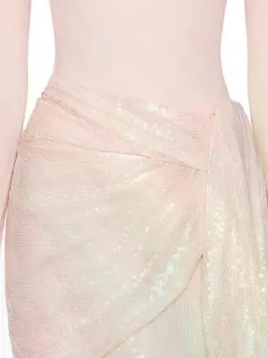 AREA Sequin Draped Mini Cocktail Dress - Pink