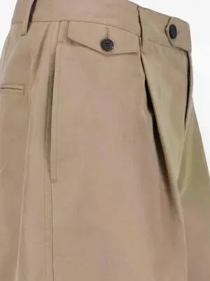 DUNST Buttoned Front-pleat Trousers - Brown