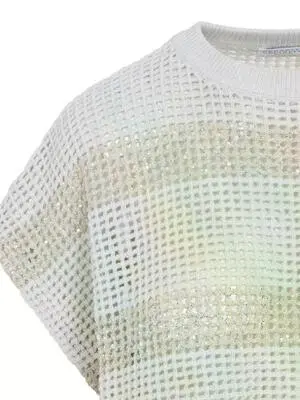 Brunello Cucinelli Striped Knitted Top - White