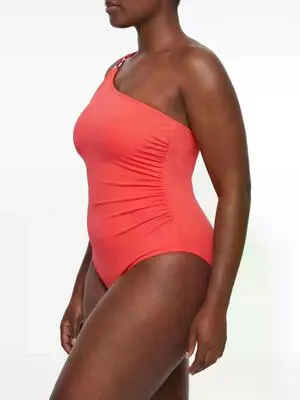 Michael Kors One-shoulder Swimsuit With Ring Detail - Red