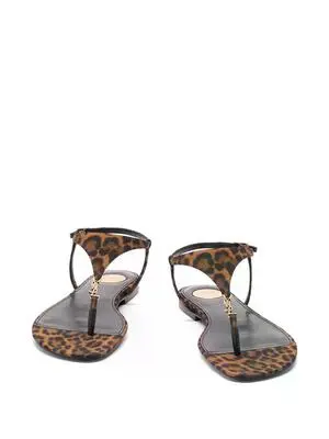Saint Laurent Cassandra Logo Sandals - Brown
