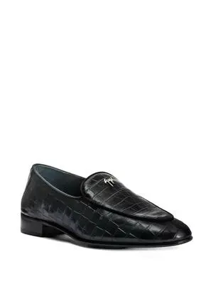 GIUSEPPE ZANOTTI Metal Logo Loafers - Black