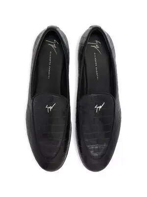 GIUSEPPE ZANOTTI Metal Logo Loafers - Black