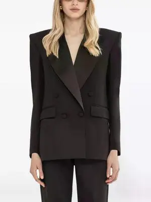 NISSA Wool Tuxedo Blazer - Black