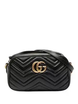 Gucci Small Gg Marmont Matelassé Leather Crossbody Bag - Black