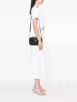 Gucci Small Gg Marmont Matelassé Leather Crossbody Bag - Black