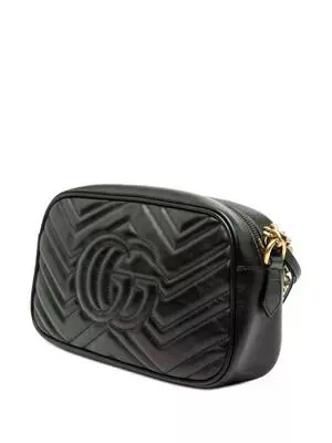 Gucci Small Gg Marmont Matelassé Leather Crossbody Bag - Black