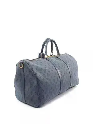 LOUIS VUITTON Monogram Denim Keepall Bandouliere 50 Travel Bag - Blue