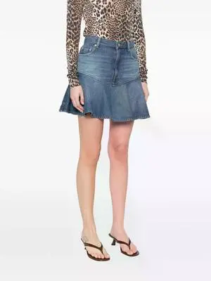 GANNI Flared Denim Mini Skirt