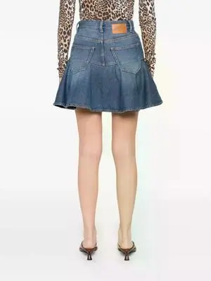 GANNI Flared Denim Mini Skirt