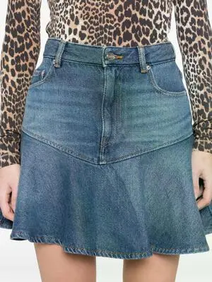 GANNI Flared Denim Mini Skirt