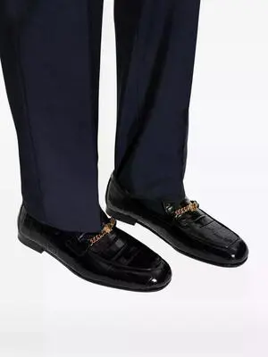Versace Chain Embossed Loafers - Black