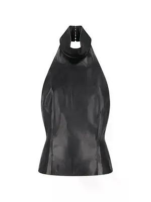 Magda Butrym Halterneck Leather Blouse - Black