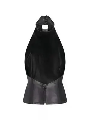 Magda Butrym Halterneck Leather Blouse - Black