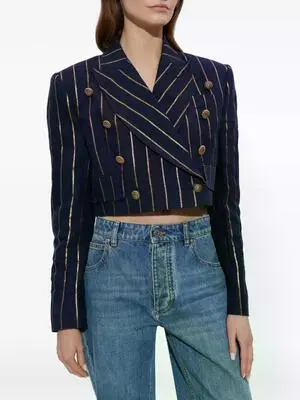 VIVIENNE WESTWOOD Pinstripe Crop Jacket - Blue