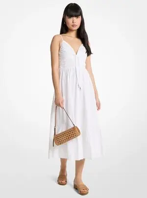 Michael Kors Cotton Poplin Midi Dress - White