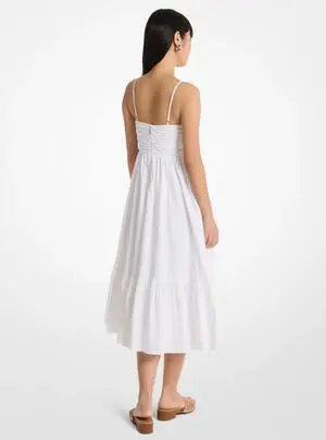 Michael Kors Cotton Poplin Midi Dress - White