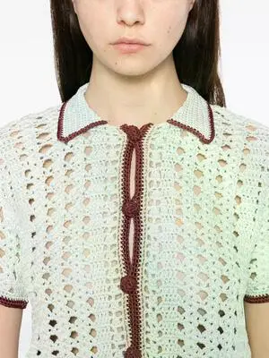 FORTE_FORTE Crochet Knit Buttoned Shirt
