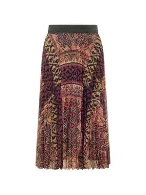 Ba&sh Olgia Patterned Pleated Midi Skirt - Brown