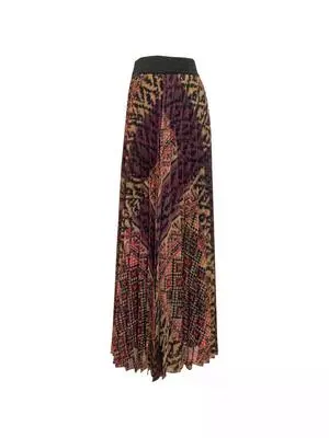 Ba&sh Olgia Patterned Pleated Midi Skirt - Brown